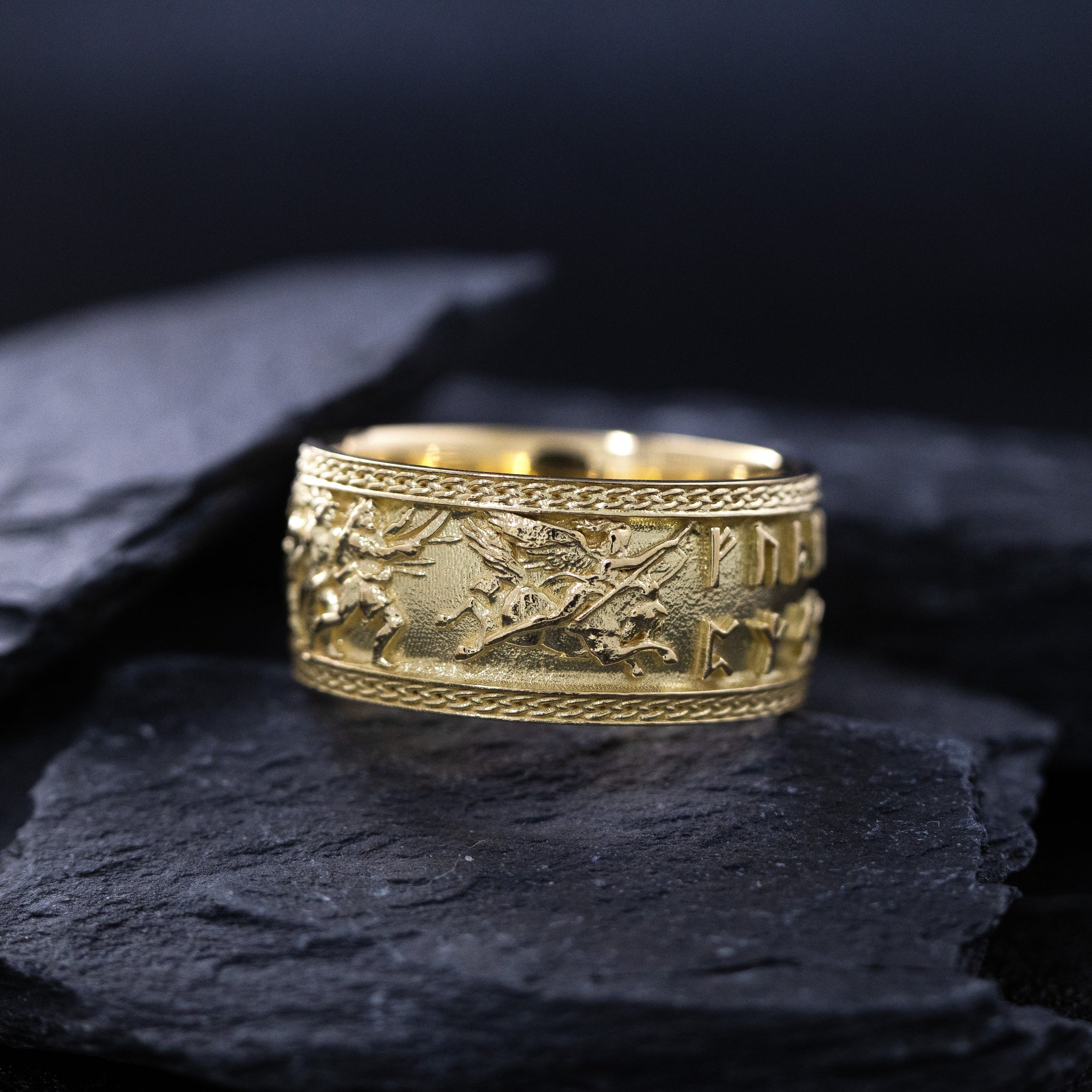 10mm Custom Made, Dome Shaped, 14k Solid Yellow Gold Valkyrie Viking R